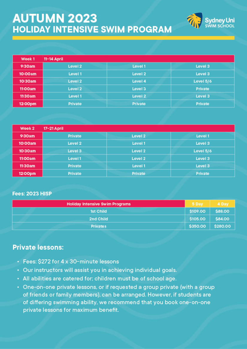 Swim Programs - Sydney Uni Sport & Fitness - Learn To Swim, Squads & More