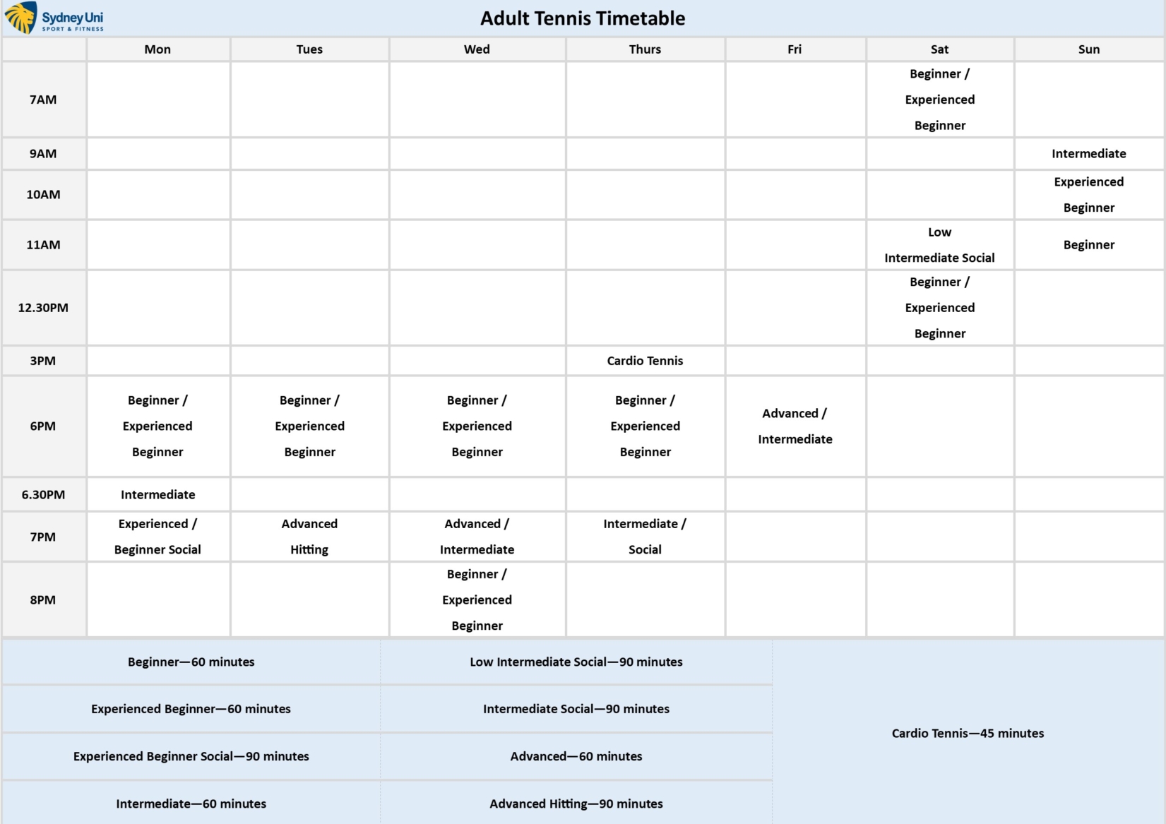 Adult Tennis Classes & Coaching - Sydney Uni Sport