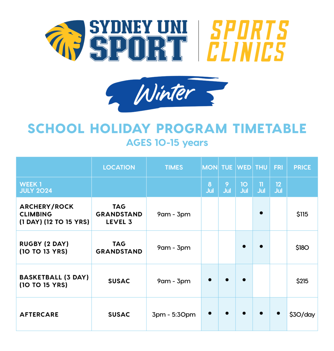 School Holiday Program - Sydney Uni Sport - Sports Camp