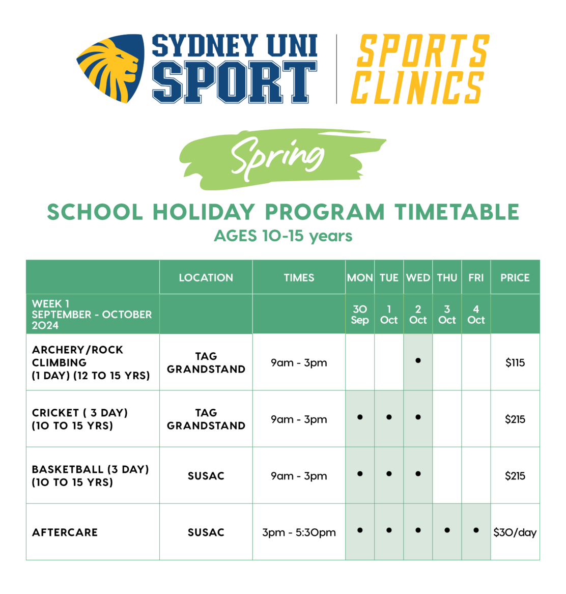 School Holiday Program - Sydney Uni Sport - Sports Camp