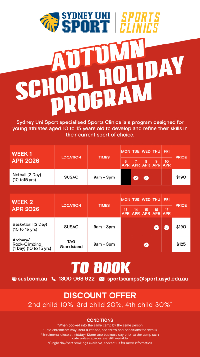 School Holiday Program - Sydney Uni Sport - Sports Camp